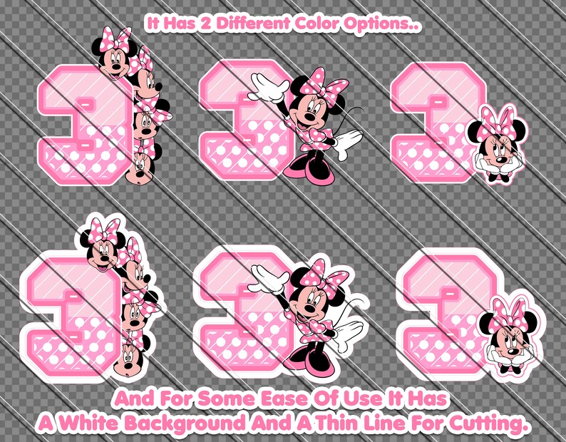 Minnie Mouse 3rd Birthday SVG PNG Clipart: Cricut Printable (digital ...