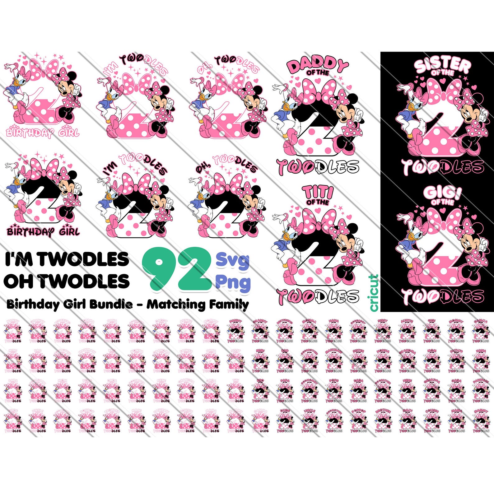 Minnie Mouse Twodles Birthday SVG PNG: Matching Family (digital ...
