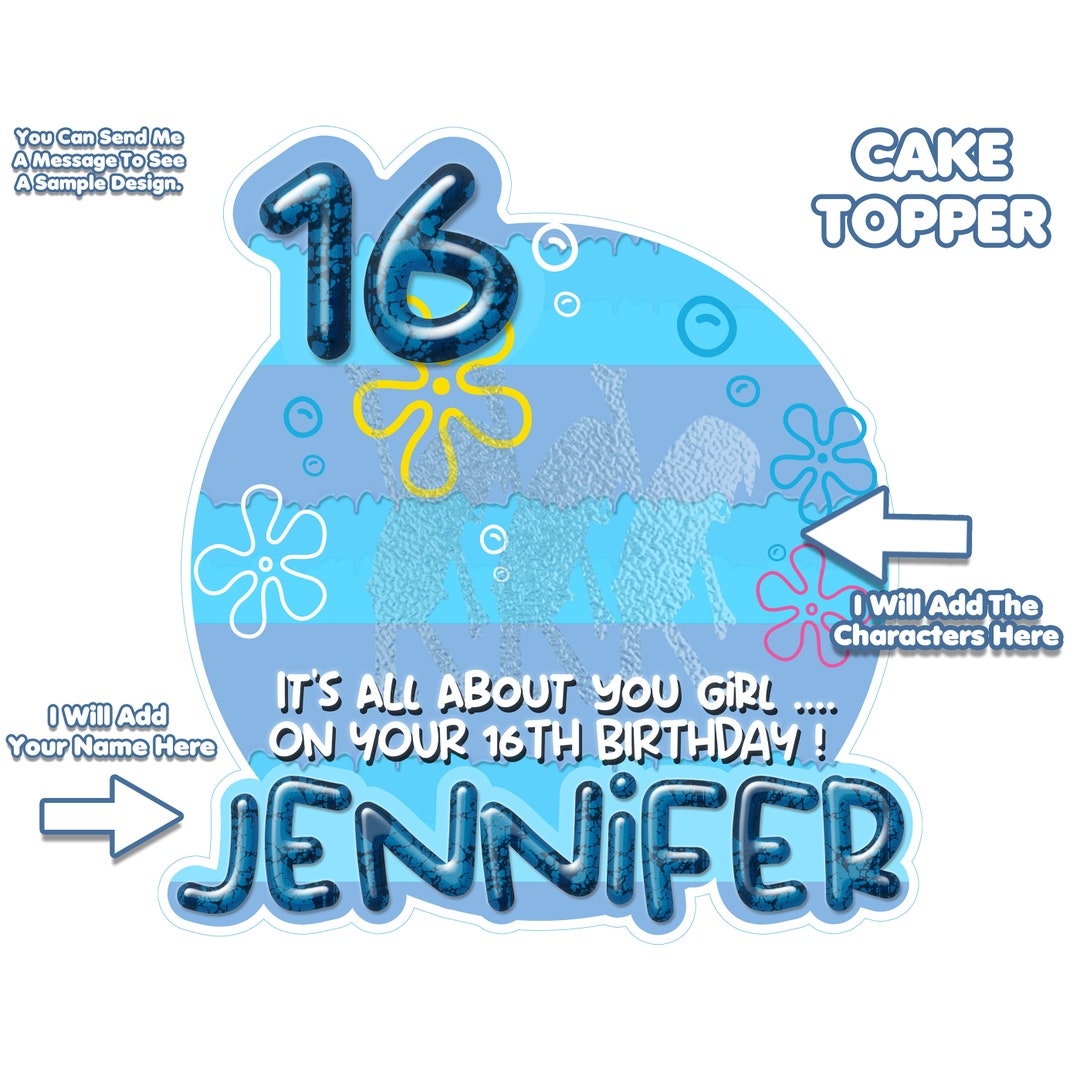 Personalized Sweet 16 Cake Topper | Custom 16th Birthday Decoration ...