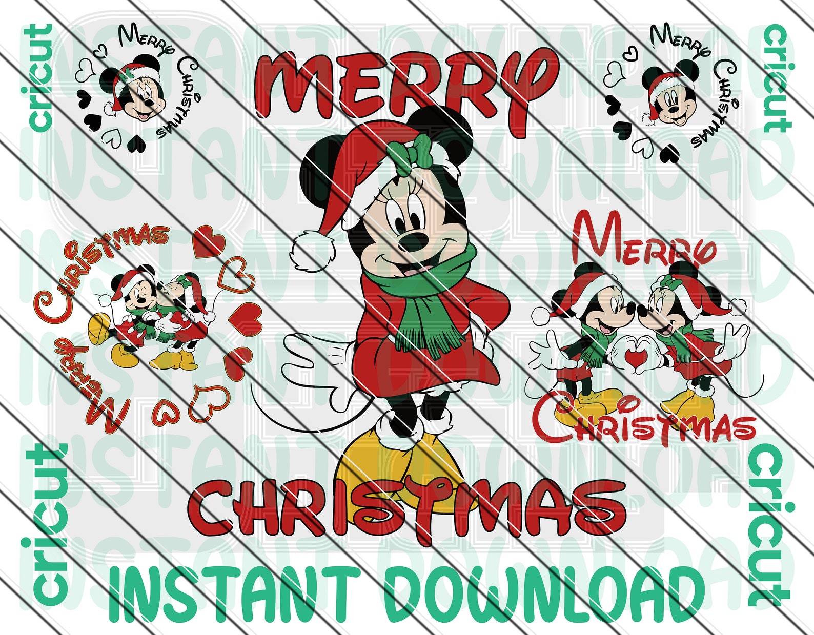 Christmas Minnie Mouse SVG Bundle: Cricut & Sublimation Designs ...