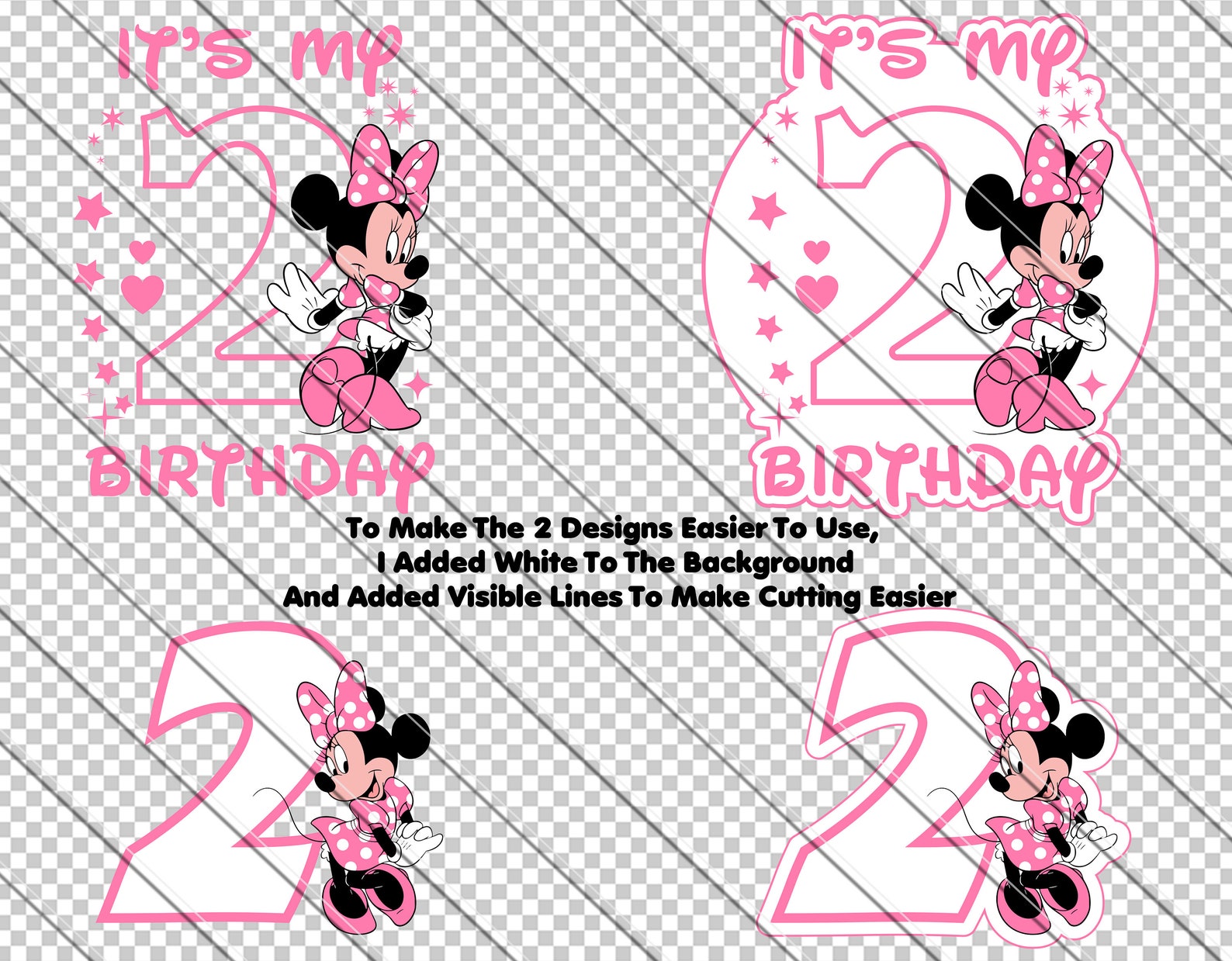 Minnie Mouse 2nd Birthday SVG PNG Clipart: Cake Topper Designs (digital ...