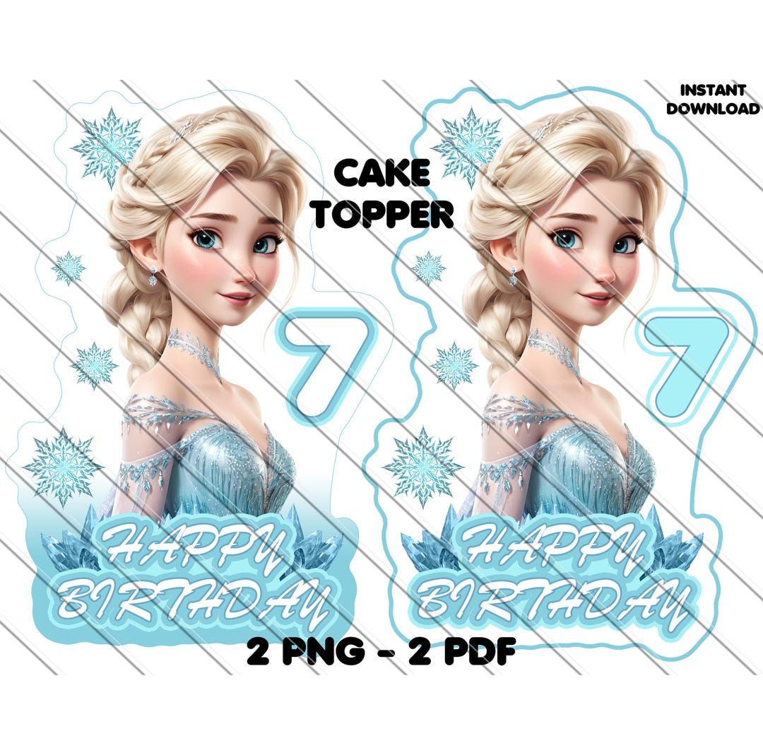 Elsa Cake Topper, 7th Birthday Cake Topper, Elsa Birthday Png, Frozen ...