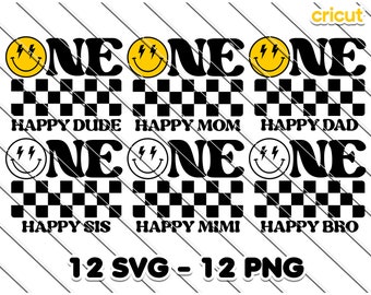 One Happy Dude Matching Birthday Svg,png, 1st Birthday, Smiley Face Svg ...