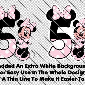 Minnie Mouse Numbers SVG PNG: Pink Birthday Clipart (digital Download ...