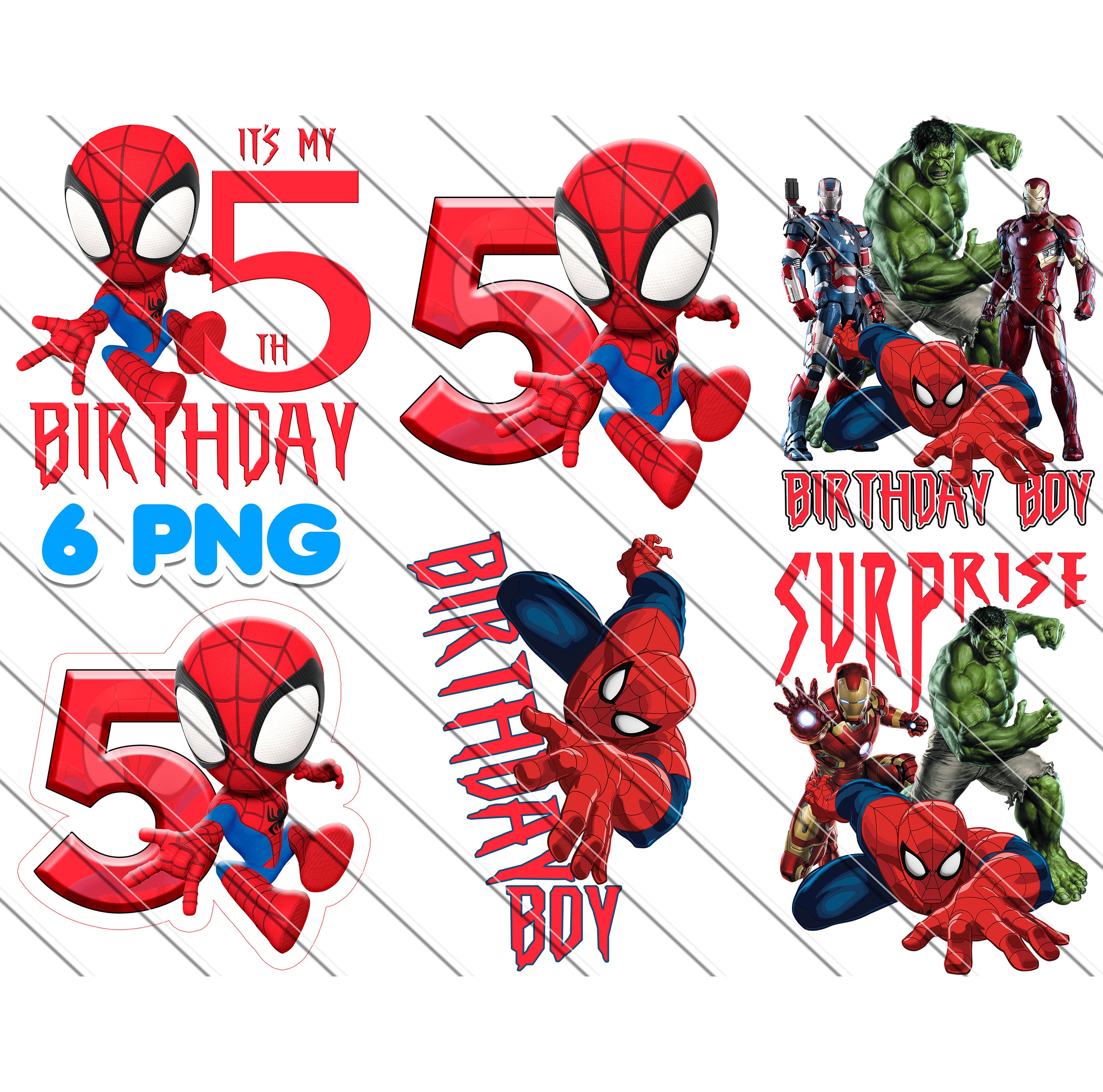 Spidey and Friends 5th Birthday PNG: Cake Topper, Birthday Boy (instant ...