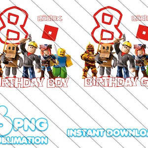 Roblox 8th Birthday Boy - Girl PNG, Roblox Cake Topper, Roblox 8th ...