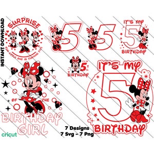 Printable PNG, Minnie Mouse 5th Birthday, Minnie Mouse Svg, Clip Art ...