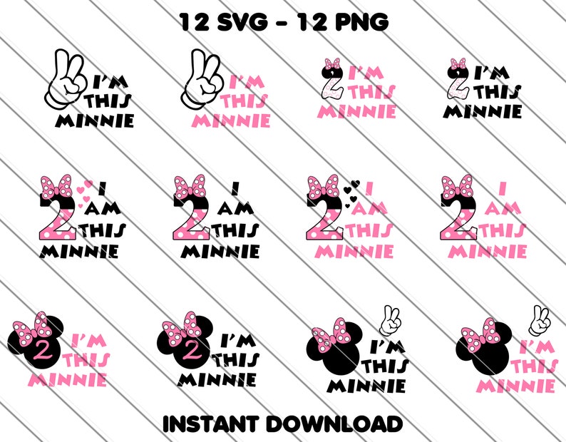 Minnie Mouse 2nd Birthday SVG PNG: "i'm This Minnie" Clip Art (digital ...