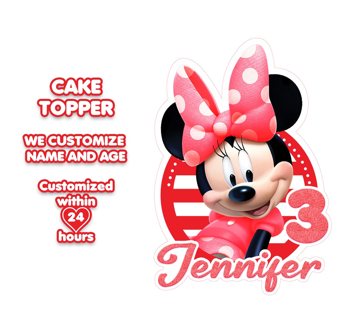 Personalized Red Minnie Mouse Birthday Cake Topper (digital Download ...