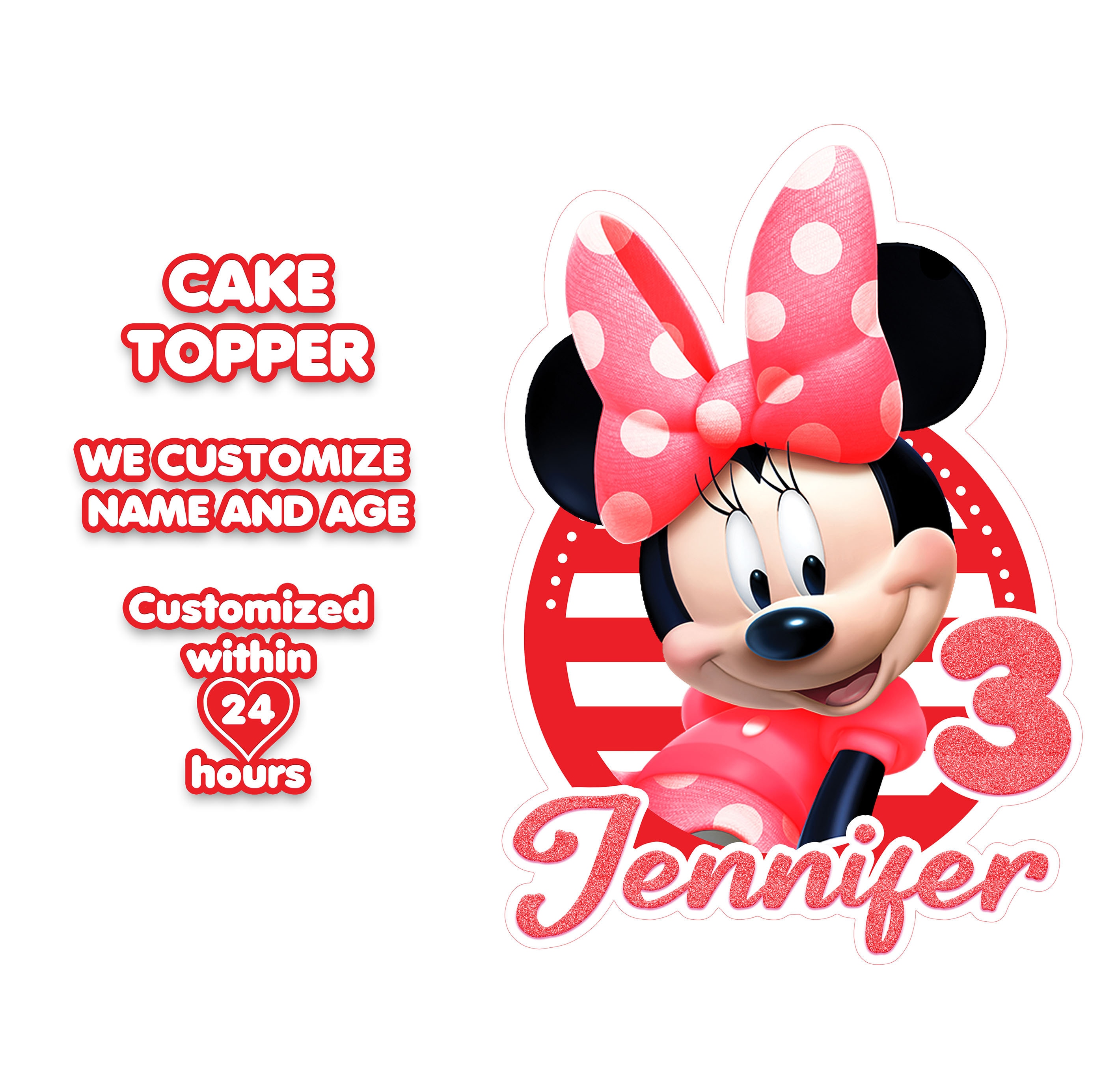 Red Minnie Mouse Cake Topper