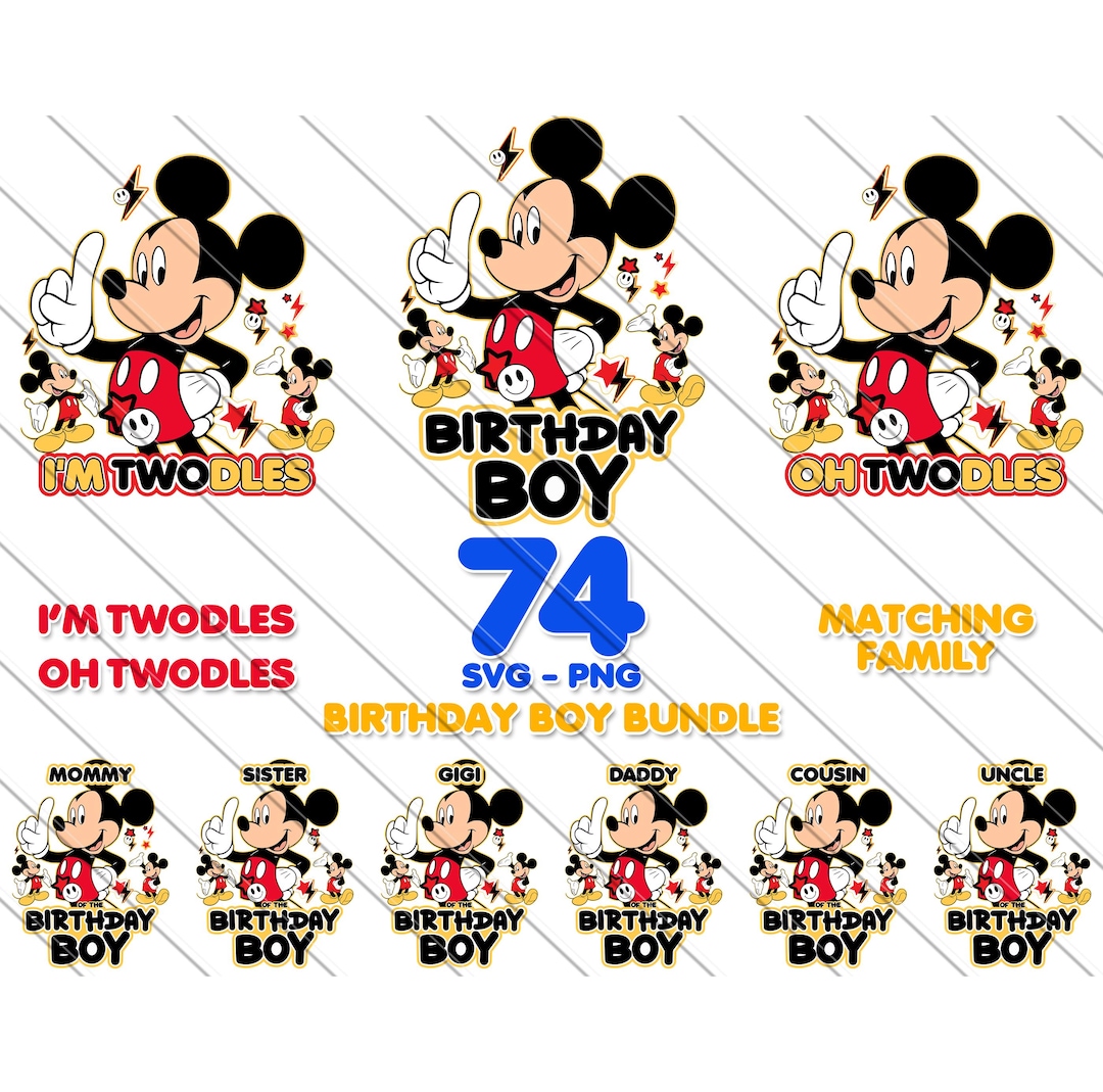 Oh Twodles Birthday Boy SVG PNG Bundle | Mickey 2nd Birthday Family ...