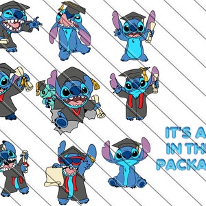 Stitch Graduation SVG PNG Bundle: Class of 2025 - 2026 - 2027 (digital ...