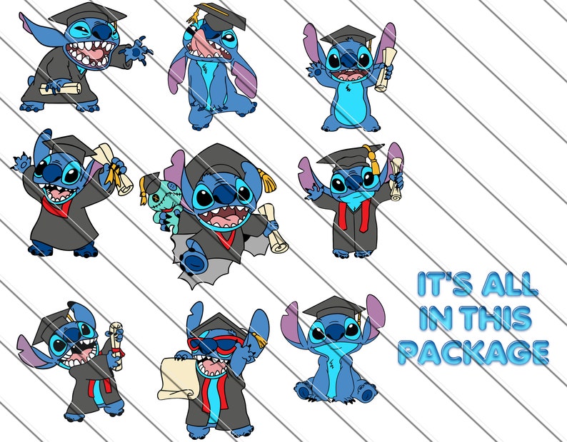 Stitch Graduation SVG PNG Bundle: Class of 2025 - 2026 - 2027 (digital ...