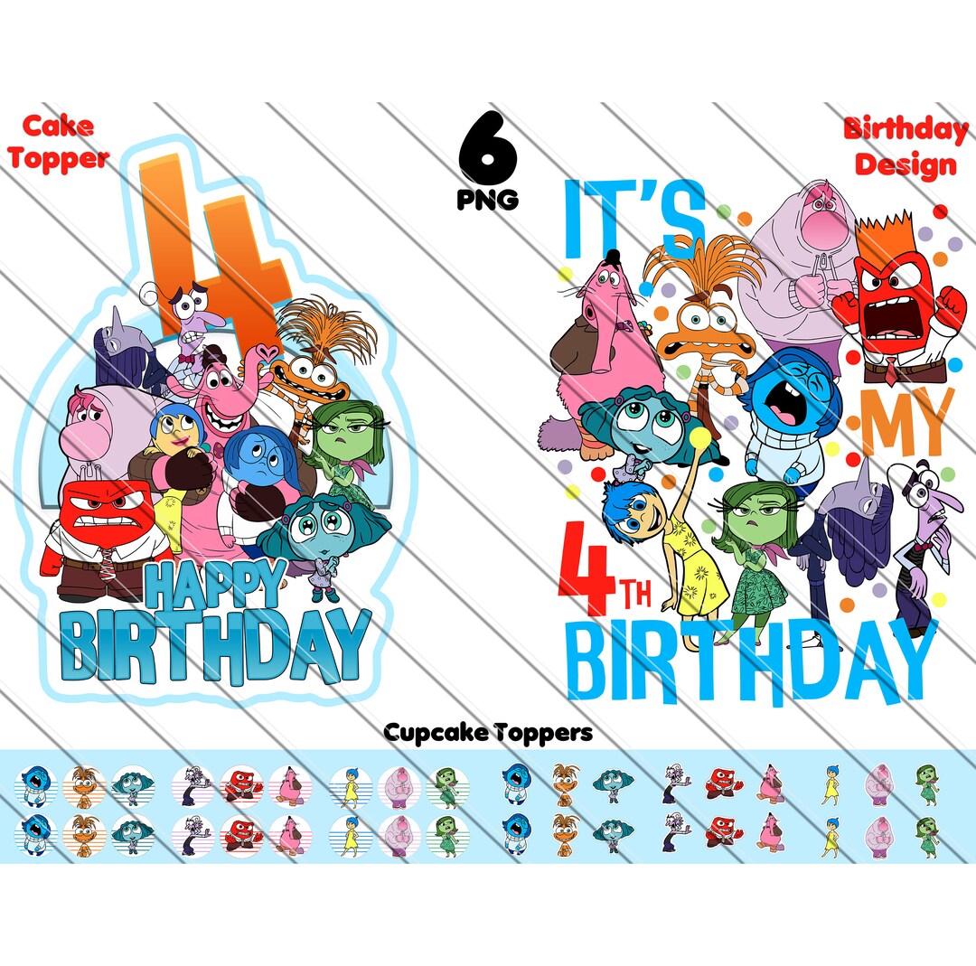 Inside Out Birthday PNG, Inside Out Cake Topper, Inside Out Cupcake ...