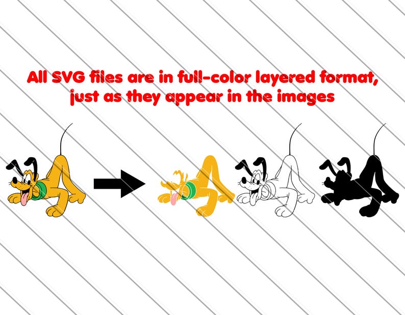 Pluto Dog SVG PNG Bundle | 52 Cute Poses | Digital Download | Cartoon ...