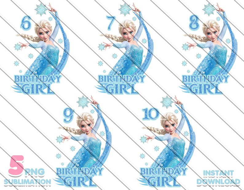 Elsa Birthday Girl PNG Bundle: Frozen Party Design (6-10) (digital ...