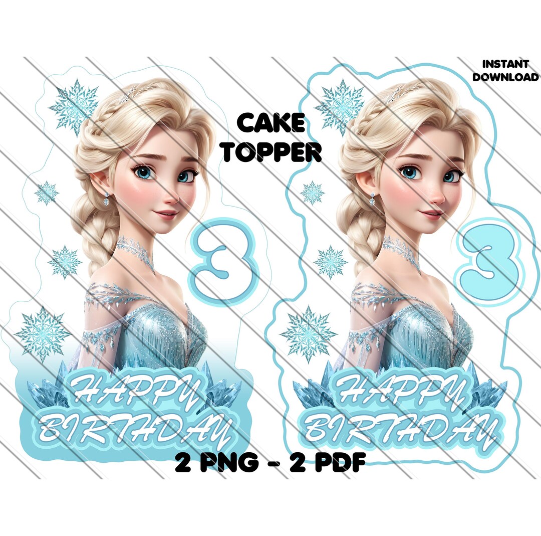 Elsa 3rd Birthday Png, Princess Cake Topper, Elsa Birthday Png, Frozen ...