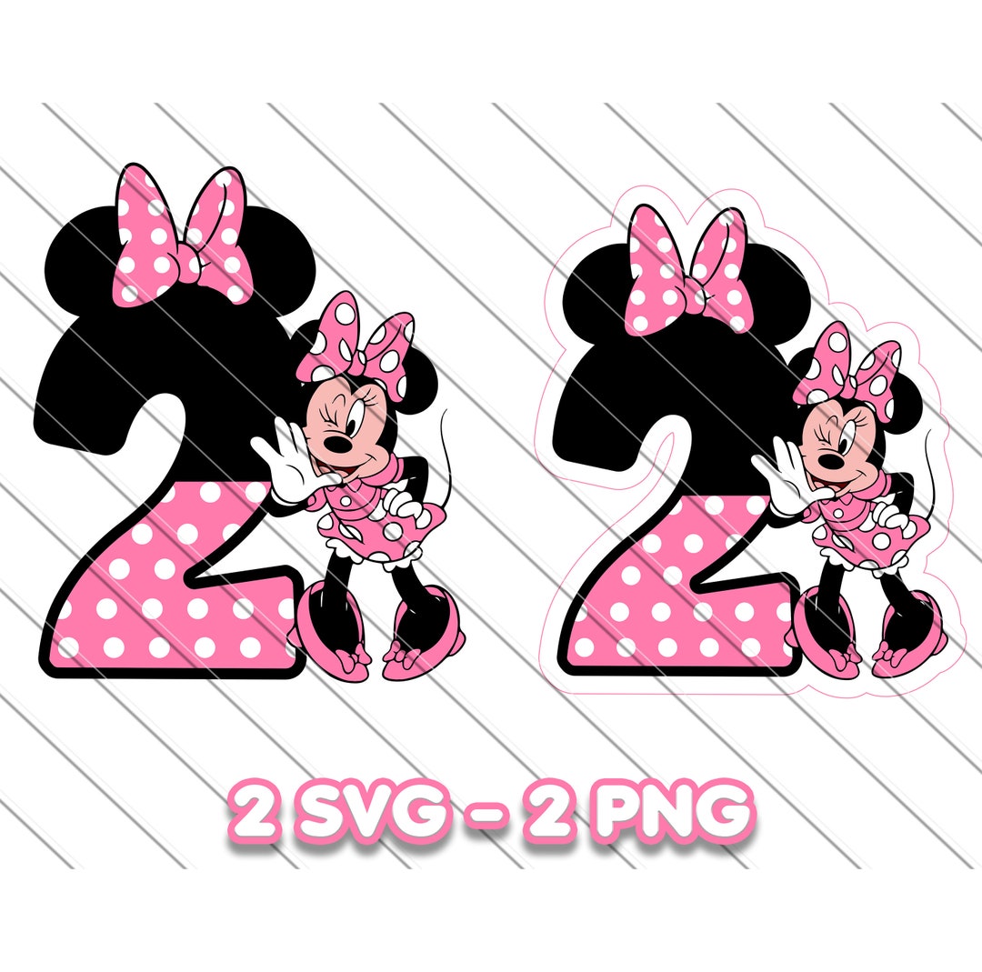 Pink Minnie Mouse 2nd Birthday Printable, Cake Topper (SVG, PNG Digital ...