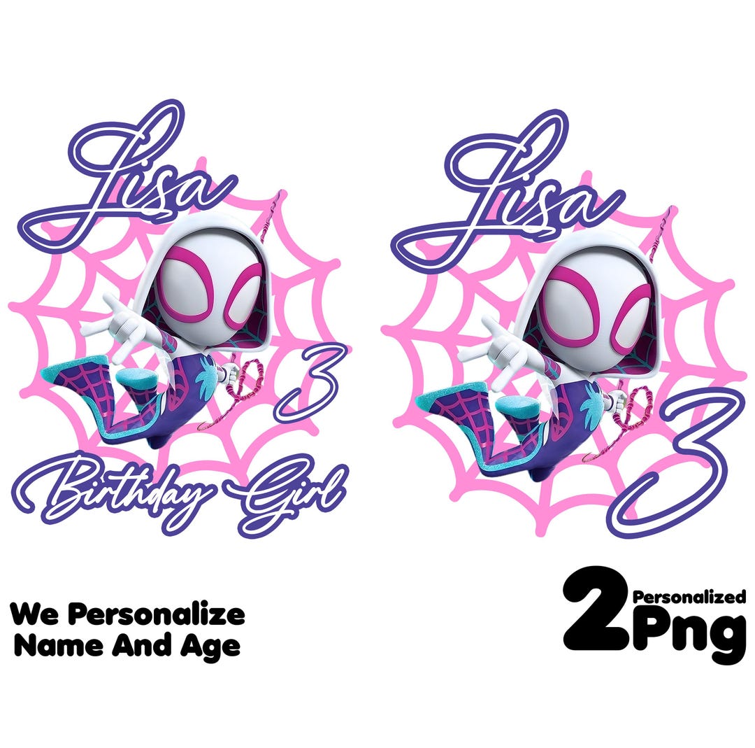 Spider Gwen, Personalized Spider Girl Birthday PNG, Ghost Spidey ...