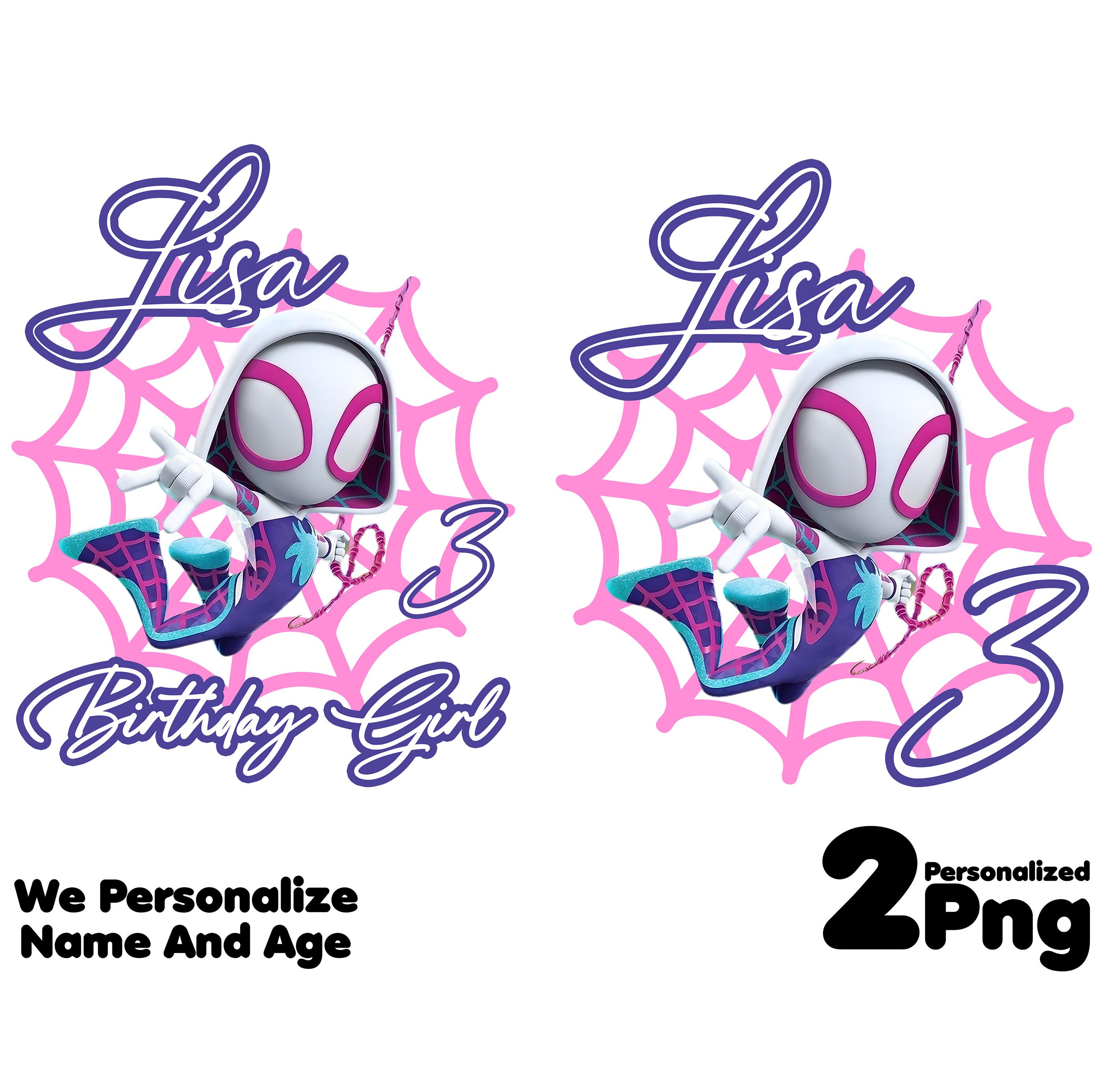 Personalized Spider Gwen Birthday PNG: Custom Name & Age (digital ...