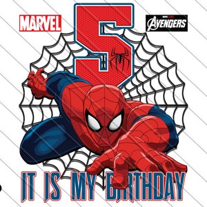 Spiderman 5th Birthday Boy PNG, Spiderman Cake Topper, It's My Birthday, Spiderman, Spiderman ...