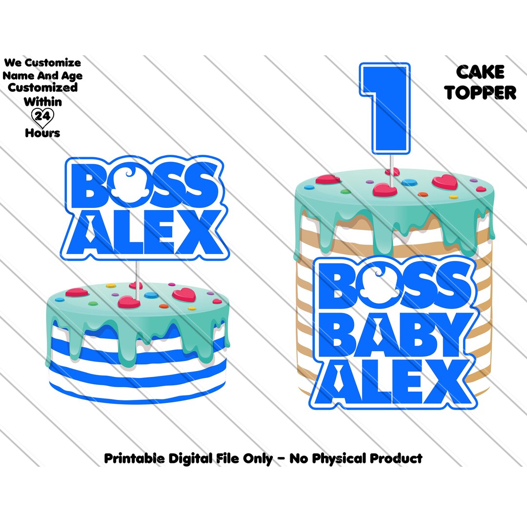 Boss Baby Birthday Cake Topper PNG, Personalized Name and Age, Digital ...