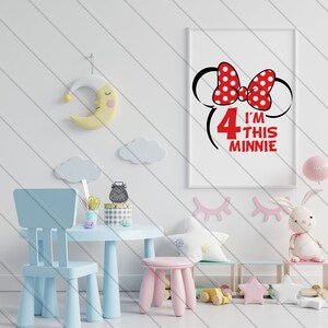 Minnie Mouse 4th Birthday SVG PNG: Girl Birthday Party Clip Art ...