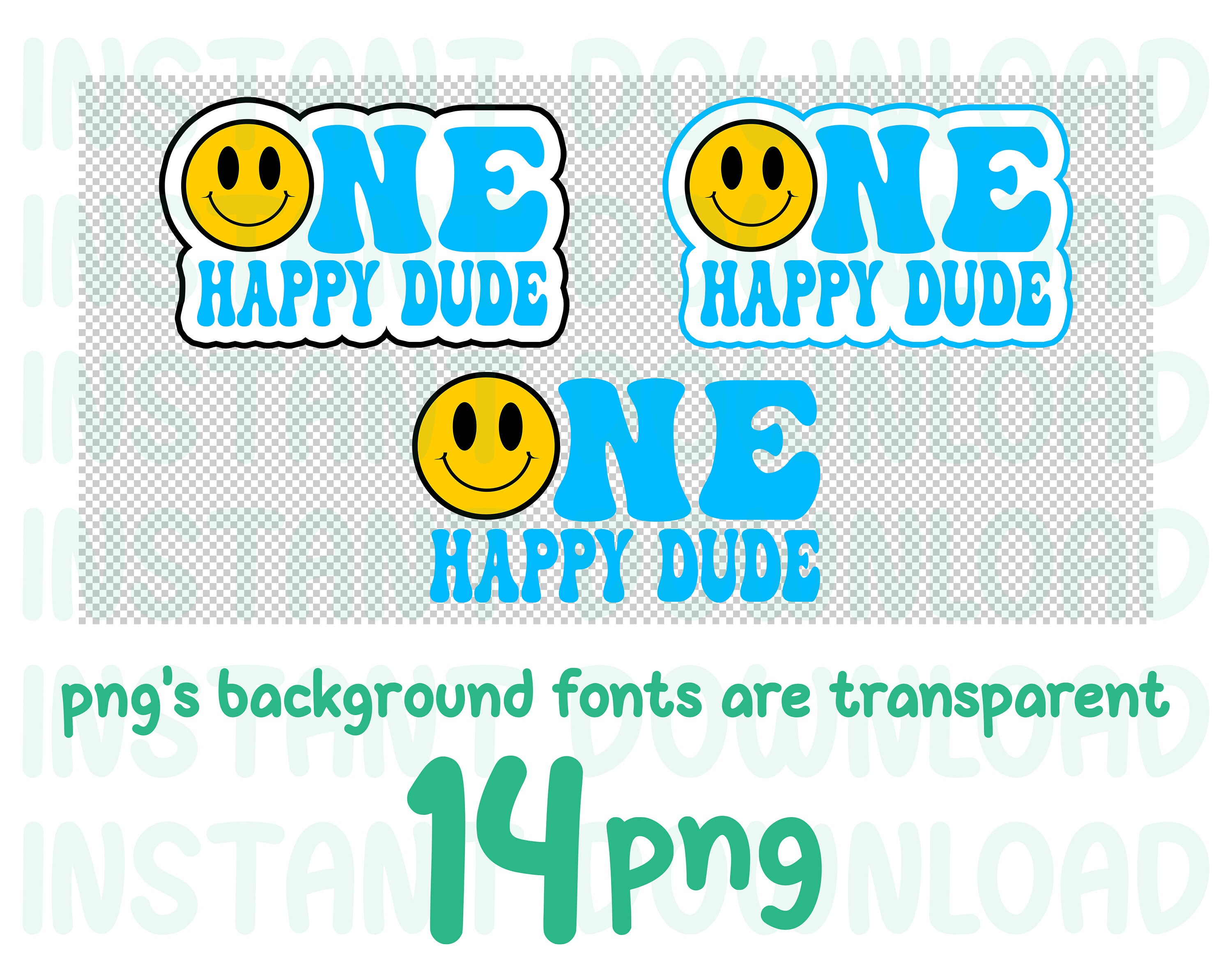 One Happy Dude Birthday Shirt Png Smiley Shirt Toddler - Etsy