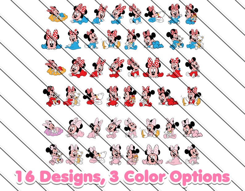 Baby Minnie Mouse SVG Clipart: 48 Designs for Cricut (digital Download ...