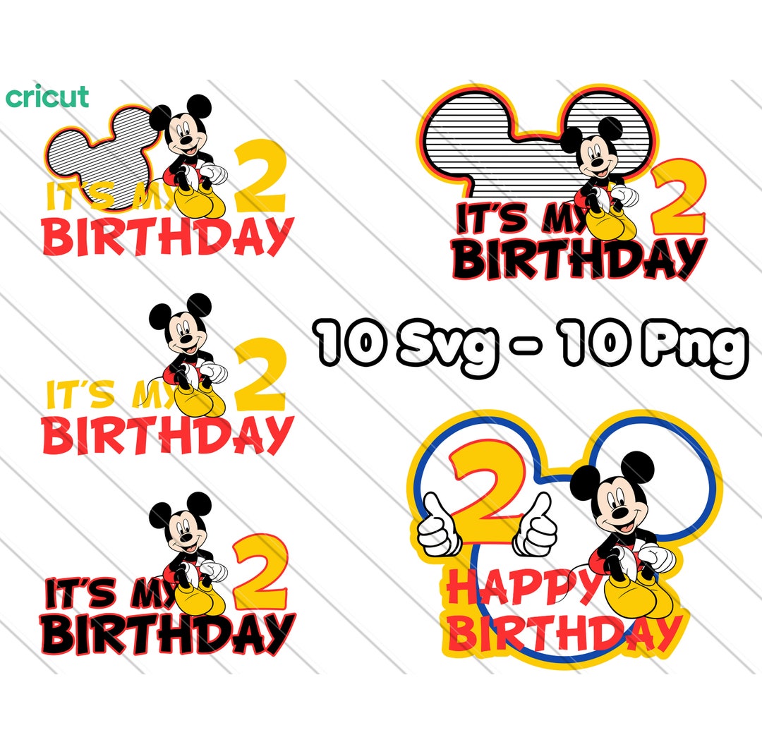 Mickey Mouse 2nd Birthday SVG PNG: Cake Topper Designs (digital ...