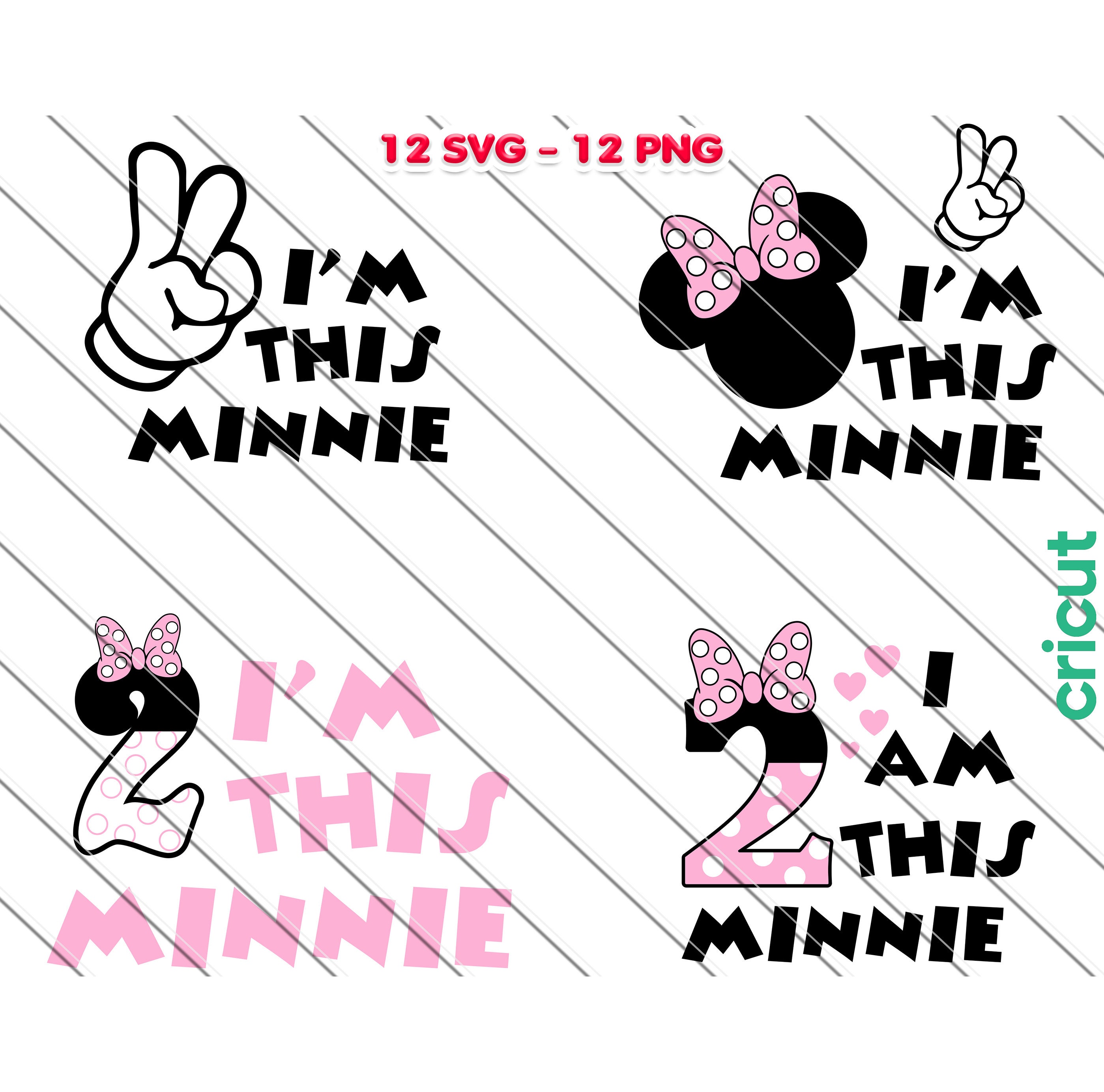 Minnie Mouse 2nd Birthday SVG, PNG: "i'm This Minnie" Clip Art (digital ...