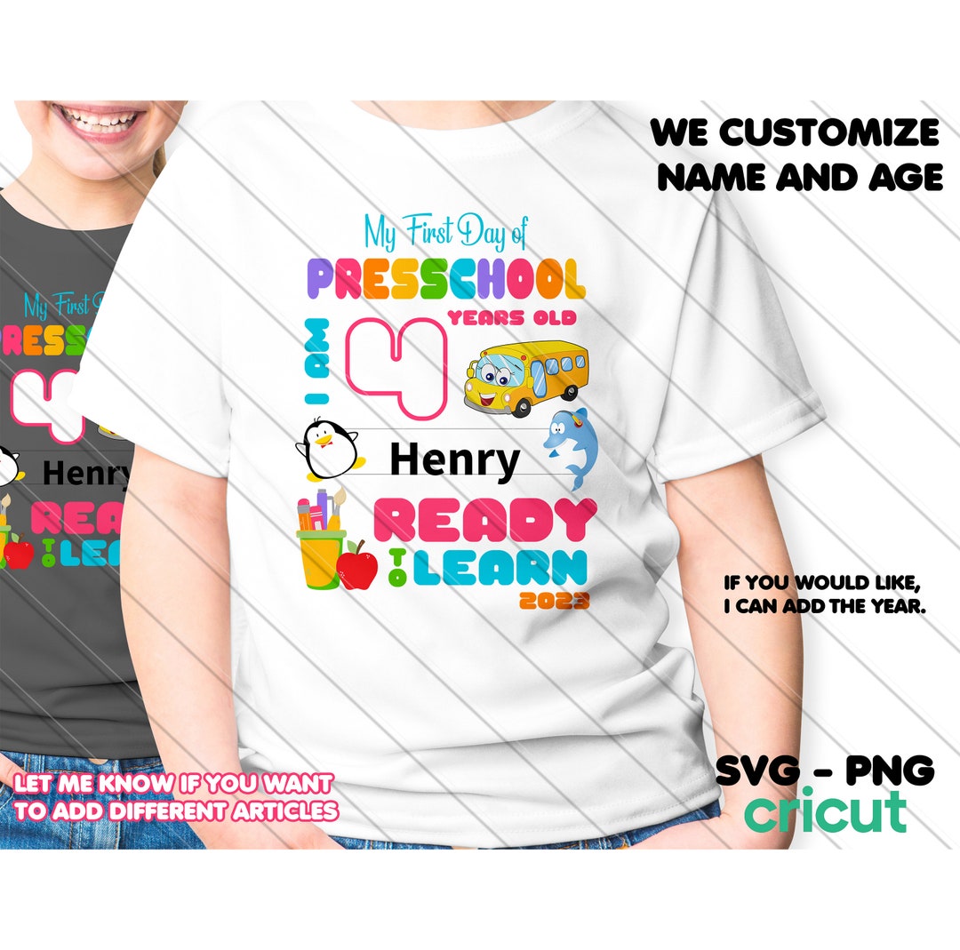 Personalized First Day of Preschool SVG PNG for Cricut (digital ...