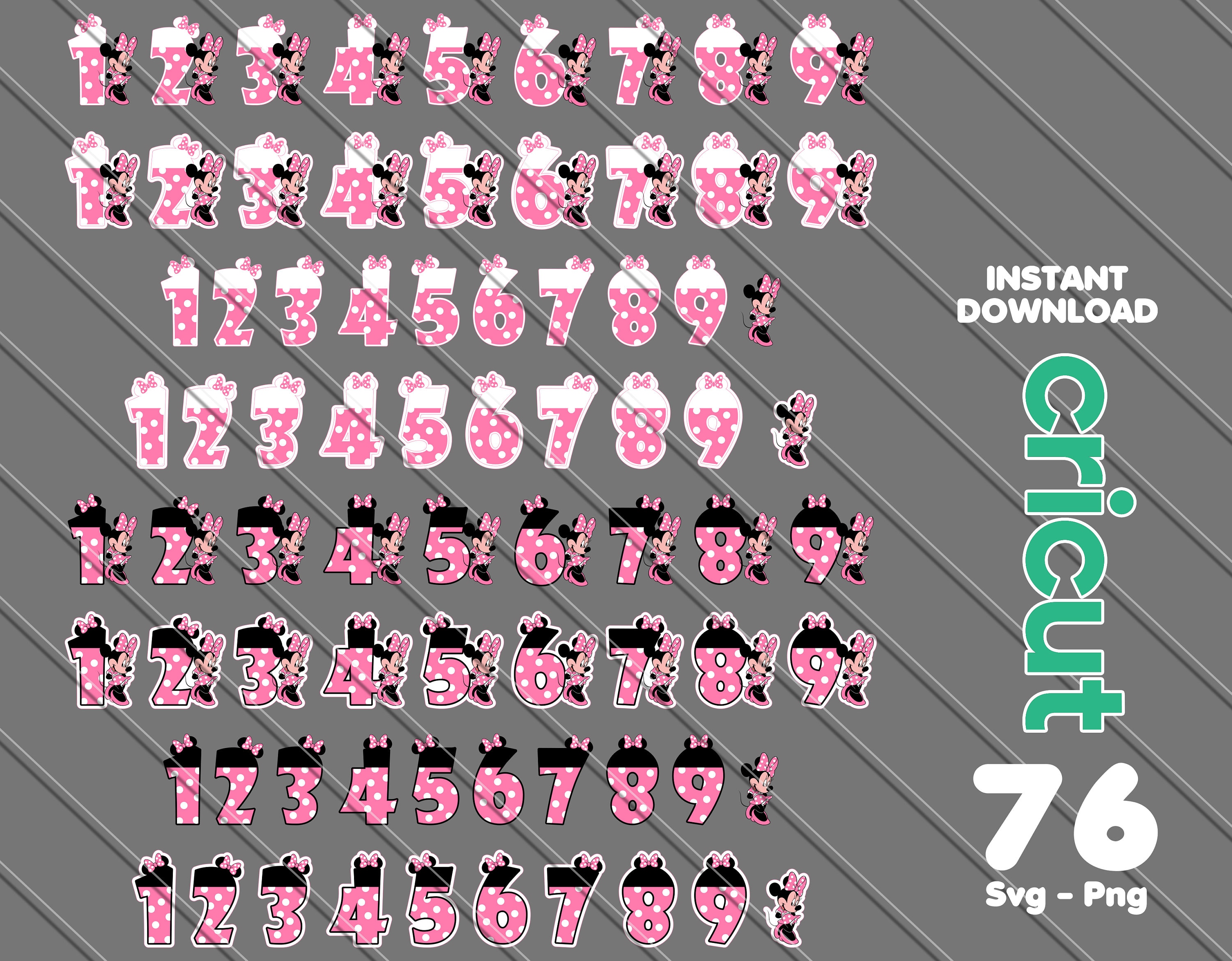 Minnie Mouse Numbers SVG, PNG: Pink Birthday Theme (digital Download ...