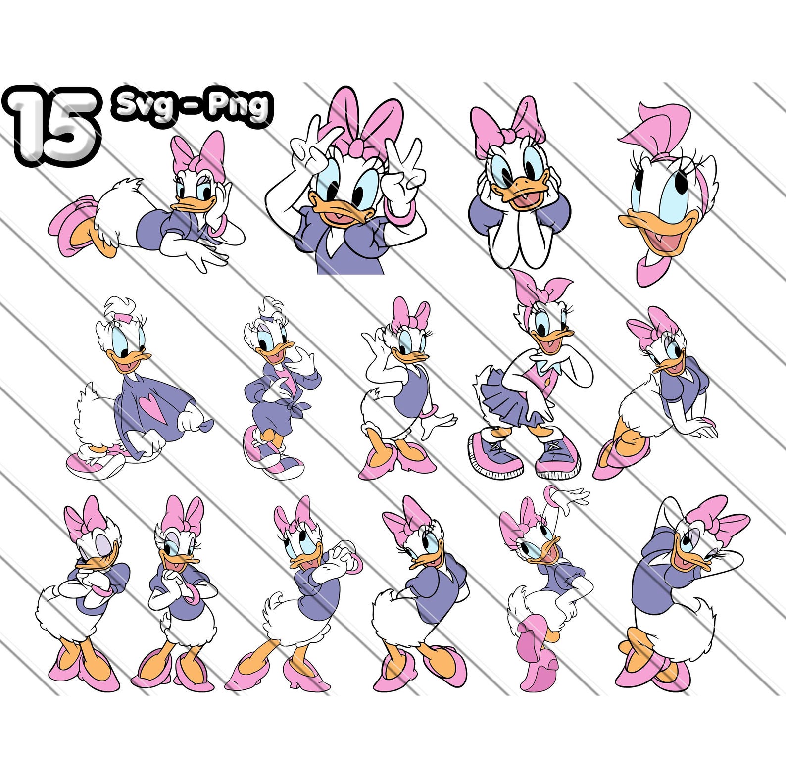 Daisy Duck SVG Bundle: 15 Unique Clipart Designs (digital Download) - Etsy