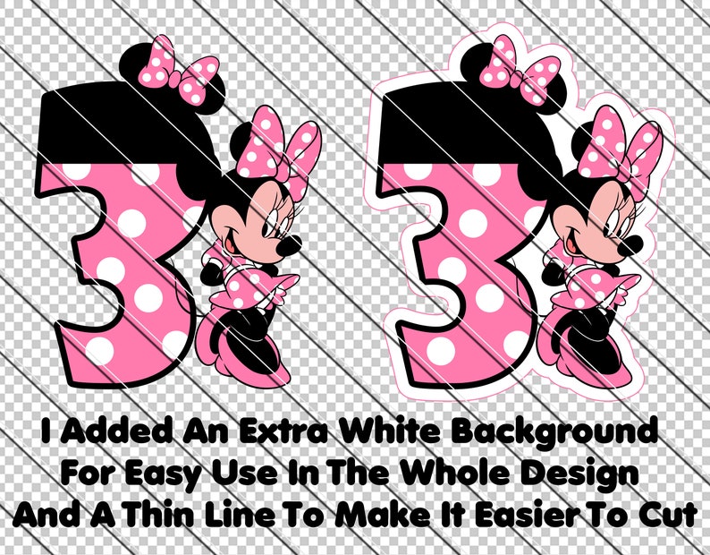 Minnie Mouse Numbers SVG, PNG: Pink Birthday Theme (digital Download ...