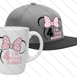 Minnie Mouse 4th Birthday SVG PNG: Girl Birthday Party Clip Art ...