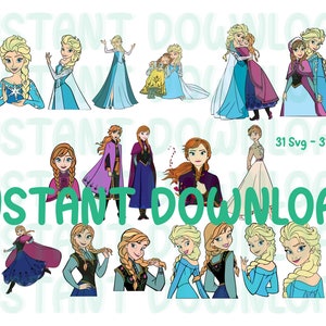 Frozen Characters SVG Bundle: Elsa, Anna, Olaf - Princess Svg, Cricut ...