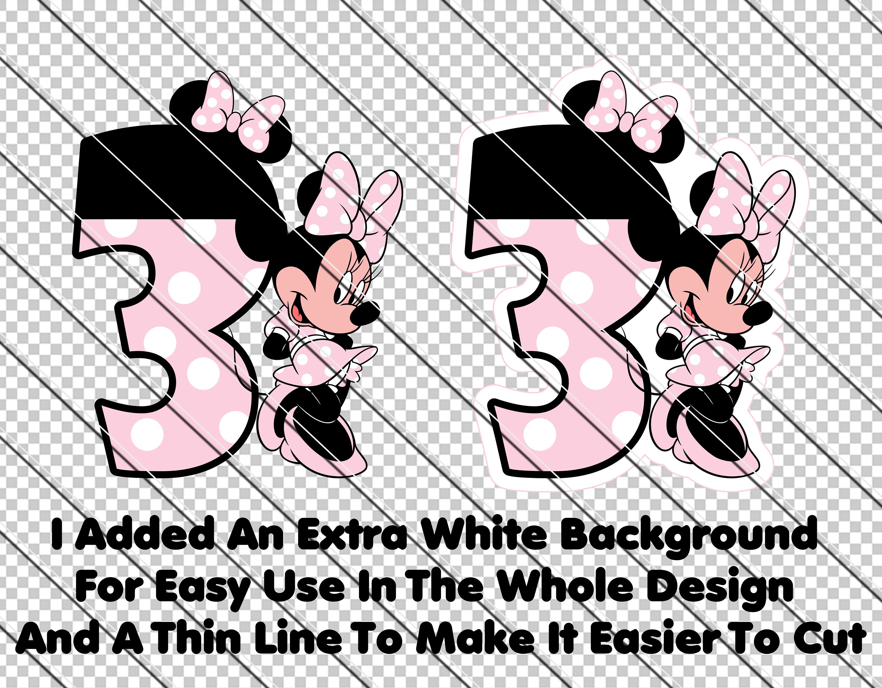 Minnie Mouse Numbers SVG, PNG: Pink Birthday Clipart (digital Download ...