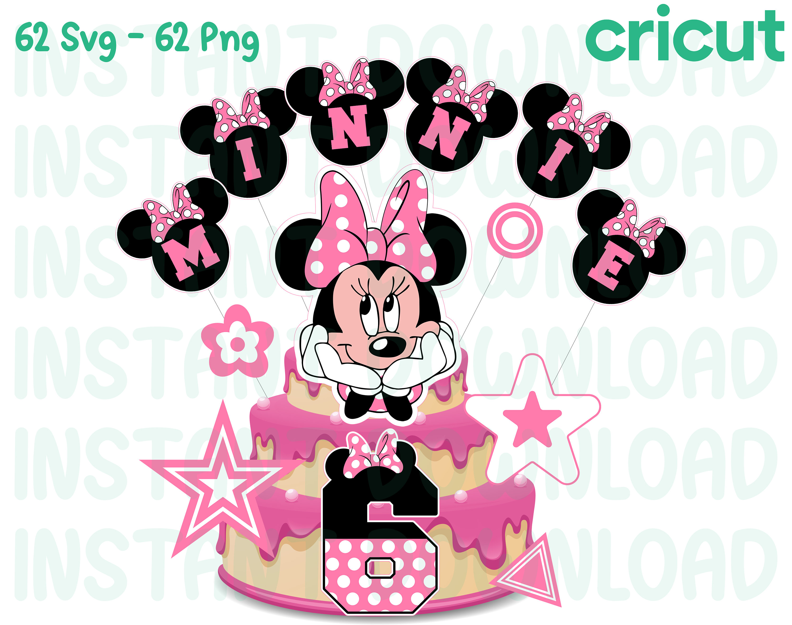 Minnie Mouse Cake Topper Minnie Mouse Svg Topper Printable - Etsy Australia