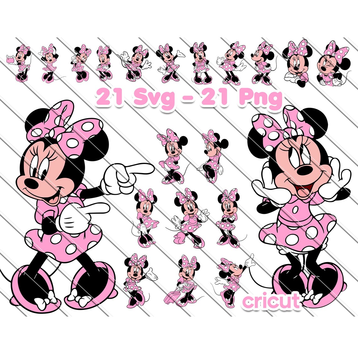 Pink Minnie Mouse SVG PNG Clipart Bundle (digital Download) - Etsy