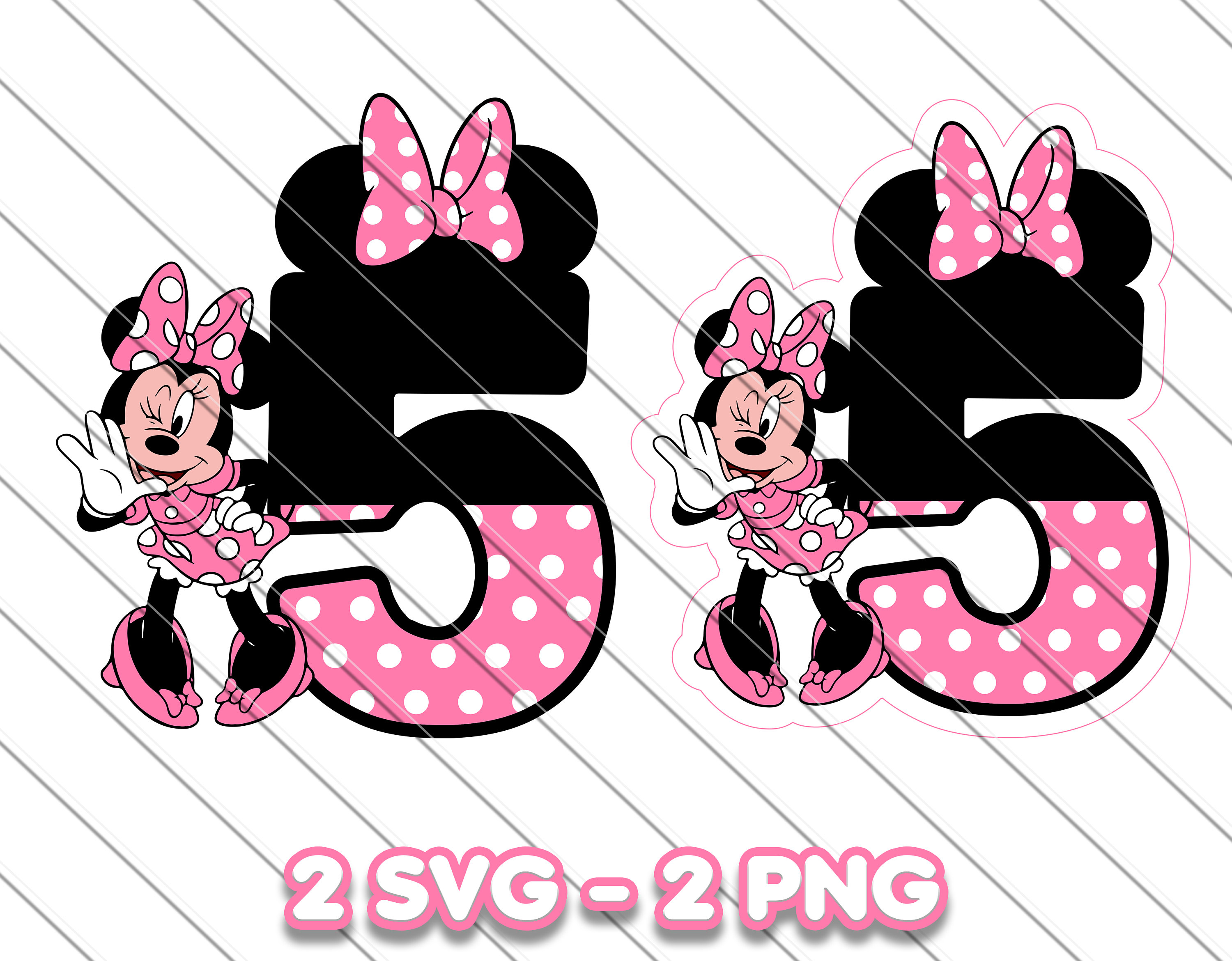 Printable Minnie Mouse 5th Birthday Svg Png Digital - Etsy