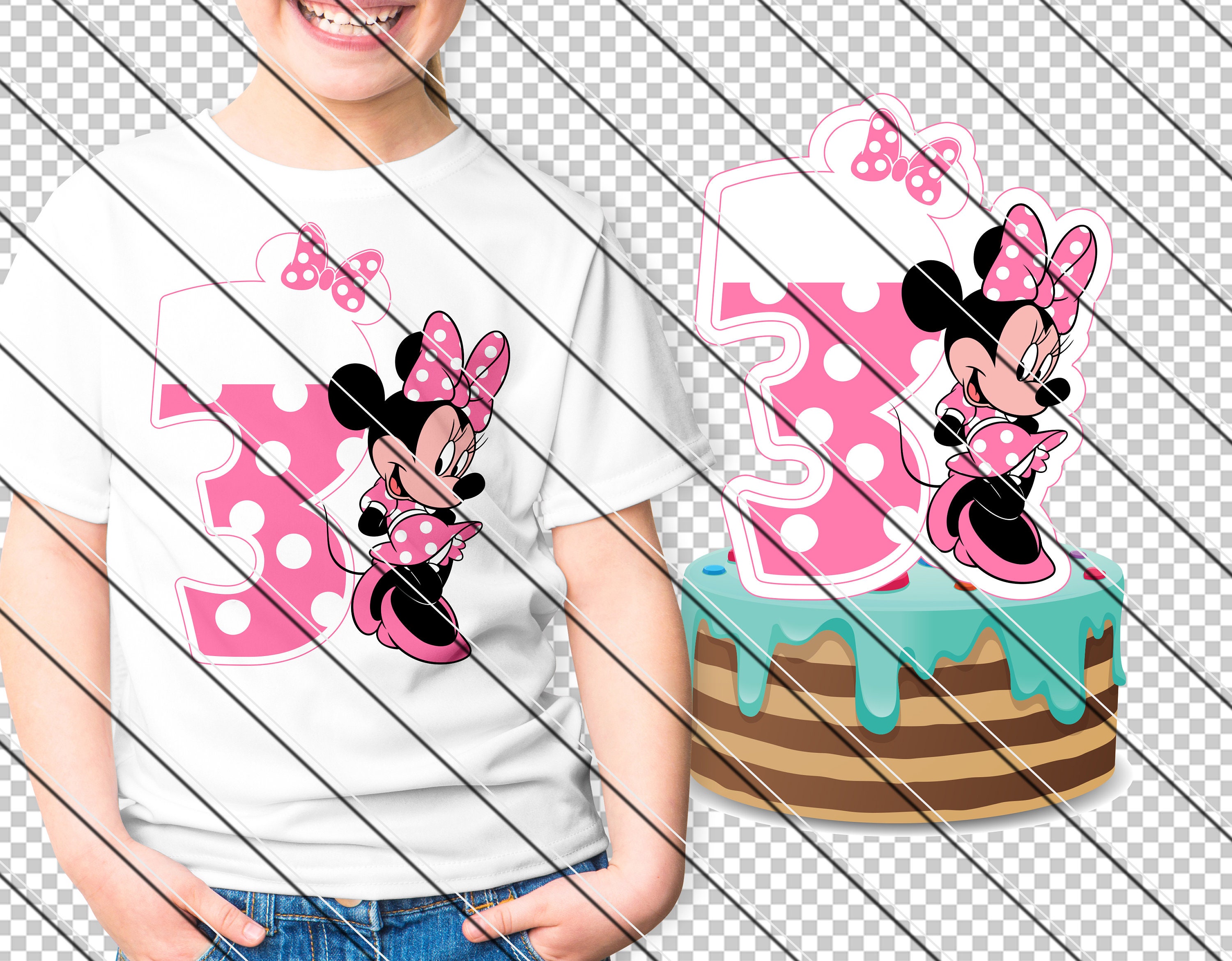 Minnie Mouse Numbers SVG, PNG: Pink Birthday Theme (digital Download ...