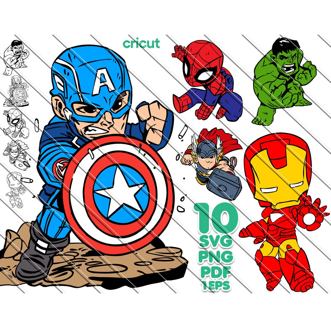 Baby Superheroes Svg, Spiderman Svg, Thor Svg, Iron Man Svg, Hulk Svg ...