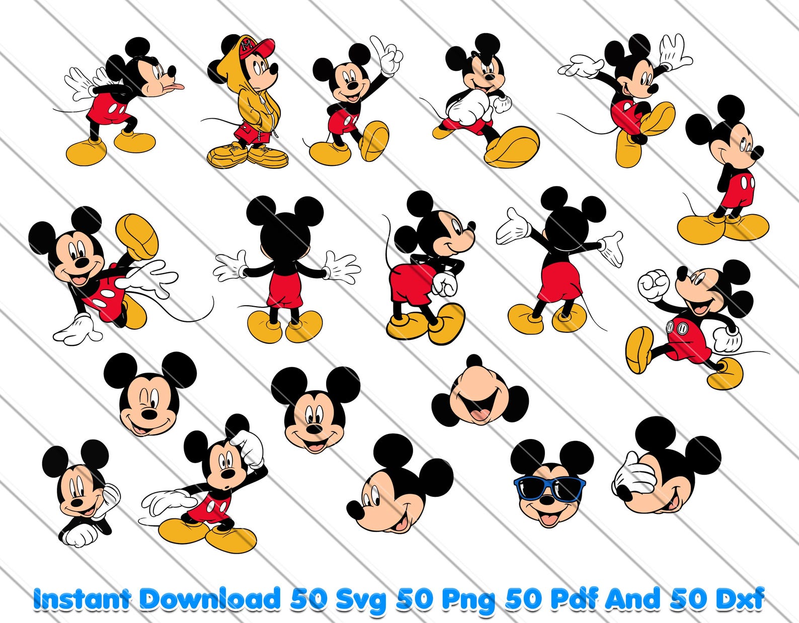 Mickey Mouse Bundle, Svg, Png, Pdf, Dxf, 50 Designs, Digital Mickey ...