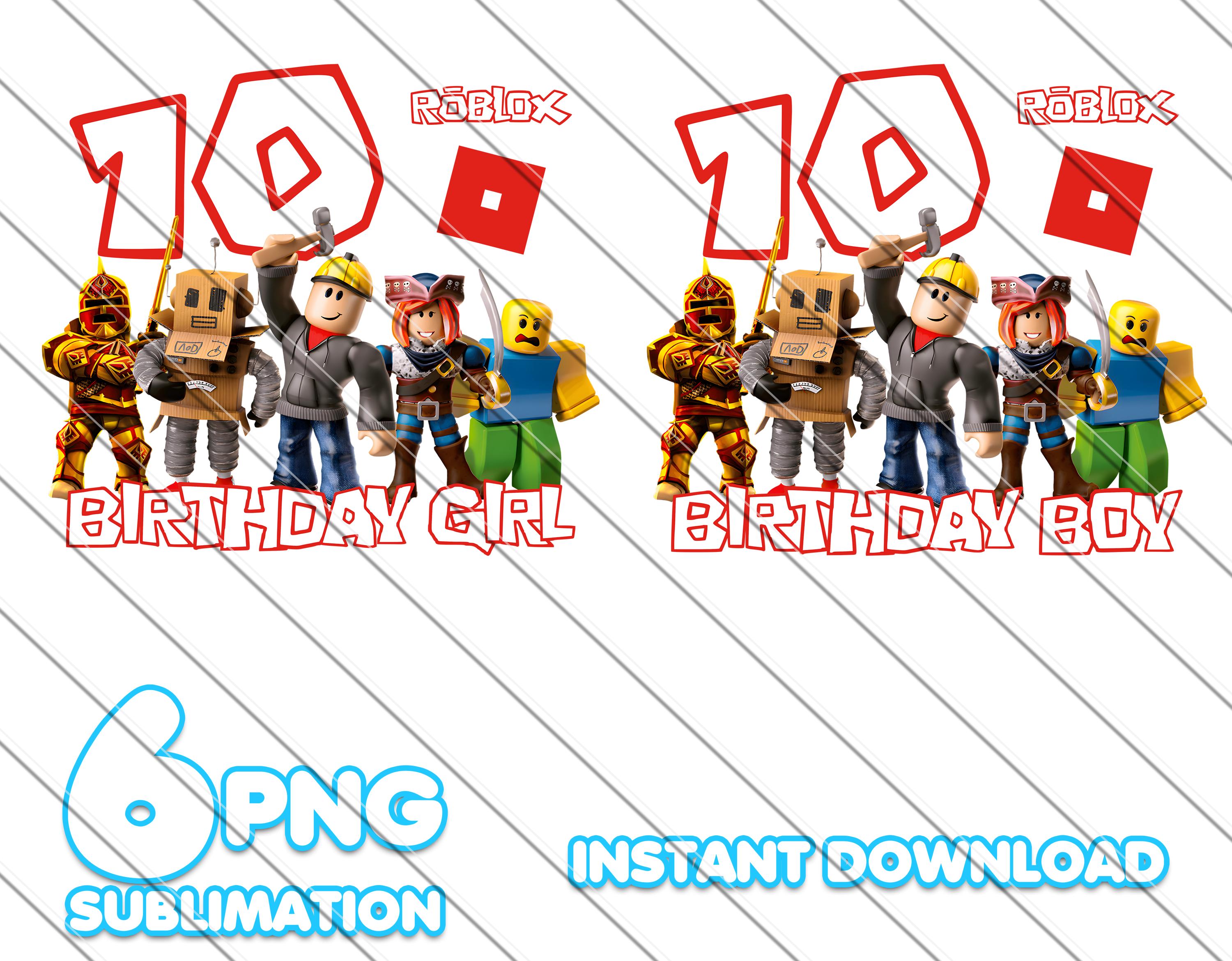 Roblox 10th Birthday PNG: Cake Topper & Shirt Designs (digital Download ...