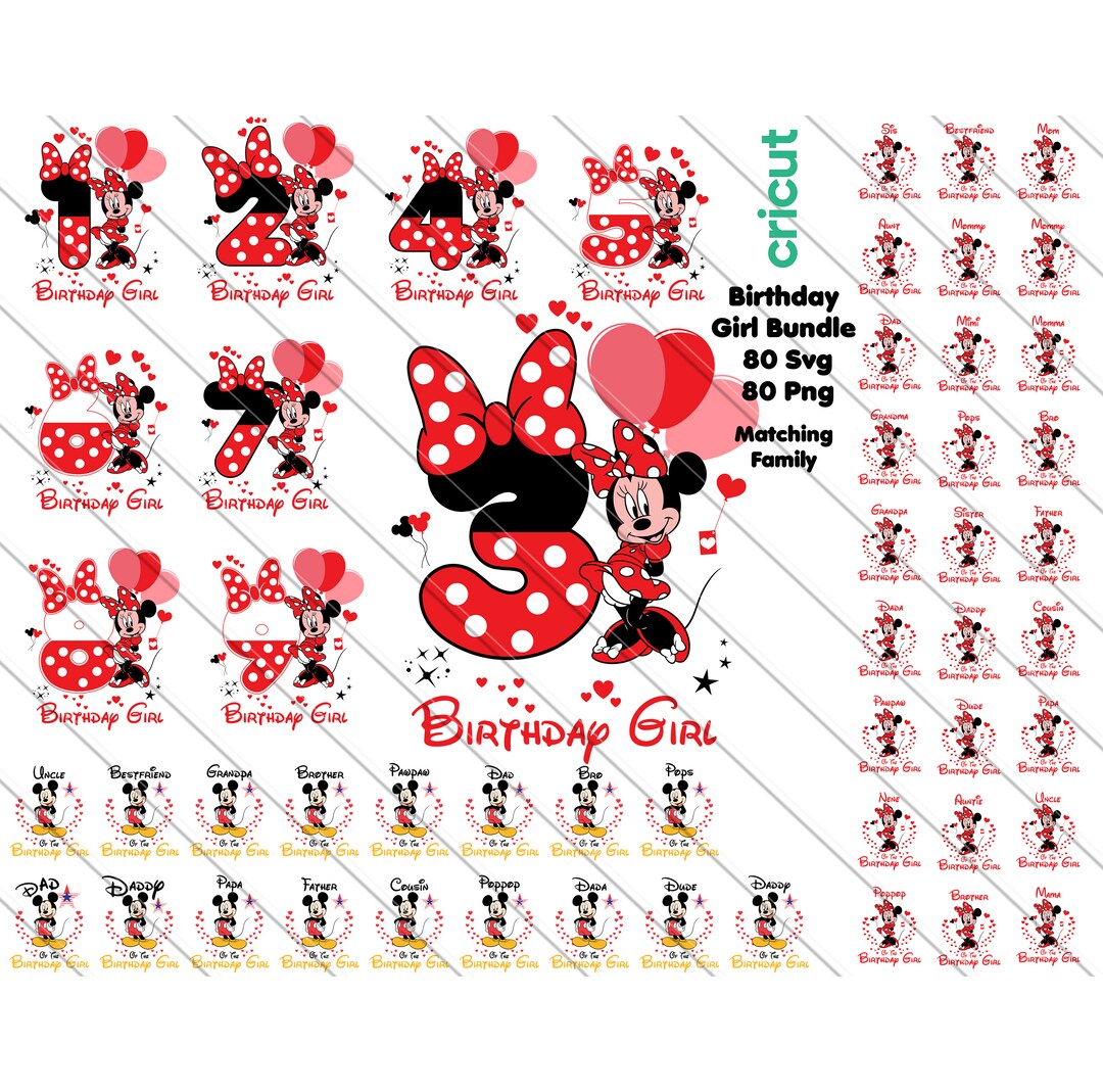 Birthday Girl Family Svg, Minnie Matching Family, Minnie Mouse Numbers ...