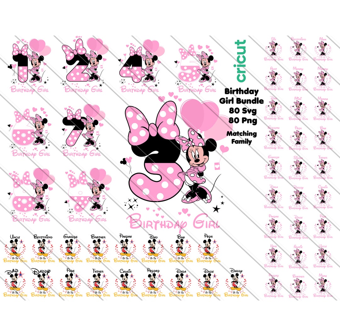 Minnie Birthday Girl Family Svg, Minnie Matching Family, Minnie Mouse ...