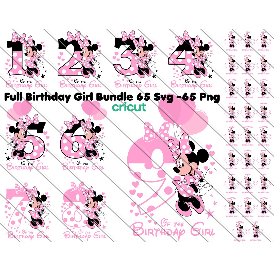 Birthday Girl Matching Family Svg, Png Minnie Mouse Numbers Svg, Png ...