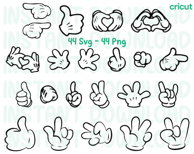 Mickey Mouse Clipart, Instant Download PNG Files - 300 Dpi, Baby Shower ...