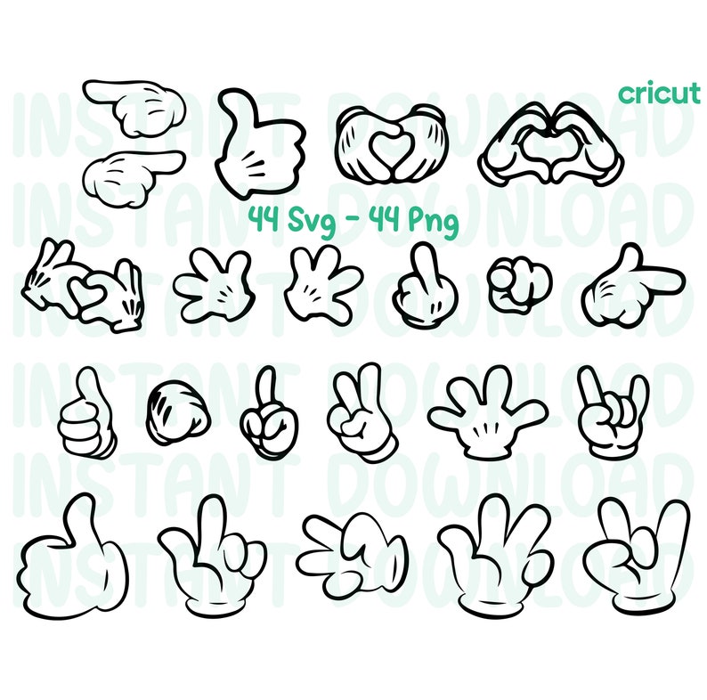 Mickey Mouse Hands Svg Minnie Hands Files for Cricut Minnie - Etsy ...